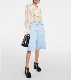 Etro Embroidered Denim Shorts