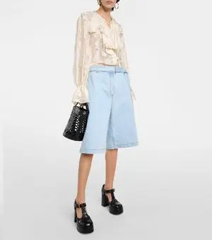 Etro Embroidered Denim Shorts