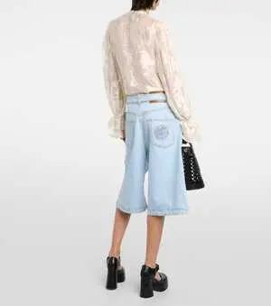 Etro Embroidered Denim Shorts