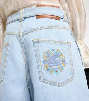 Etro Embroidered Denim Shorts