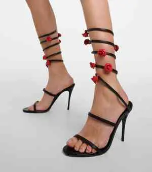 Magda Butrym Floral-appliqué Satin Sandals