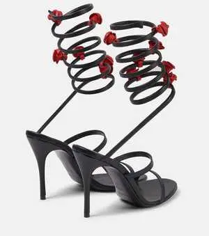 Magda Butrym Floral-appliqué Satin Sandals
