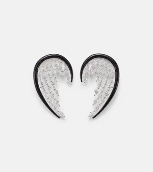 KAMYEN Angel Wings Diamond Drop Earrings - Metallic