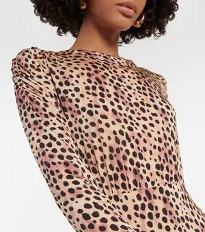 Rixo Cerise Leopard-print Midi Dress