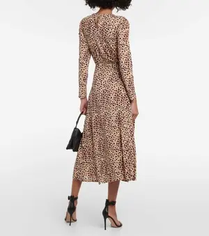 Rixo Cerise Leopard-print Midi Dress