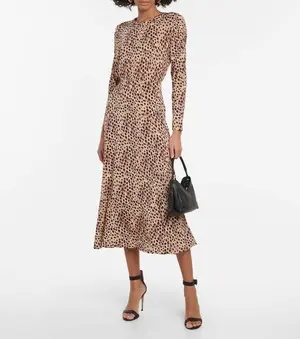 Rixo Cerise Leopard-print Midi Dress