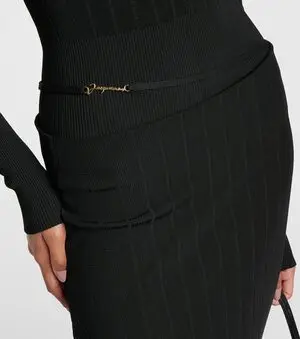 Jacquemus La Jupe Pralu Ribbed-knit Midi Skirt - Black