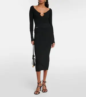 Jacquemus La Jupe Pralu Ribbed-knit Midi Skirt - Black