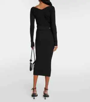Jacquemus La Jupe Pralu Ribbed-knit Midi Skirt - Black