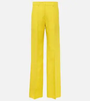 Valentino Garavani Crêpe Couture High-rise Straight Pants - Yellow