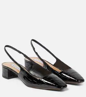 AQUAZZURA Ginza 35 Leather Slingback Pumps - Black