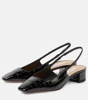 AQUAZZURA Ginza Patent Leather Slingback Pumps - Black