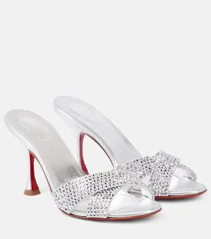 Christian Louboutin Silver Tone Mules Clogs For Women
