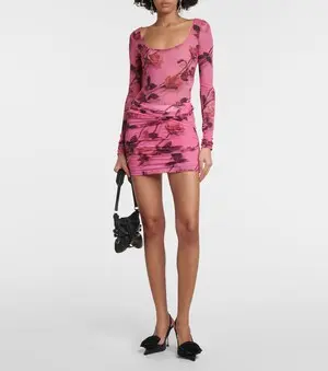 Blumarine Floral Ruched Miniskirt