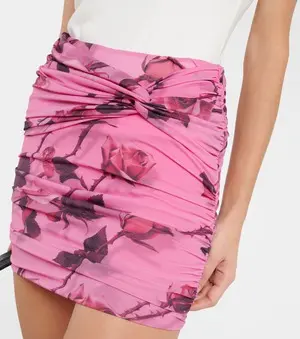 Blumarine Floral Ruched Miniskirt
