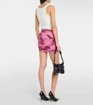 Blumarine Floral Ruched Miniskirt