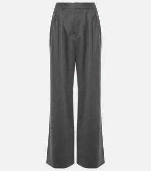 Wardrobe.NYC Low-rise Wide-leg Flannel Pants - Grey