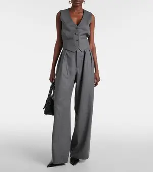 Wardrobe.NYC Low-rise Wide-leg Flannel Pants