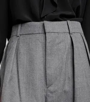Wardrobe.NYC Low-rise Wide-leg Flannel Pants - Grey