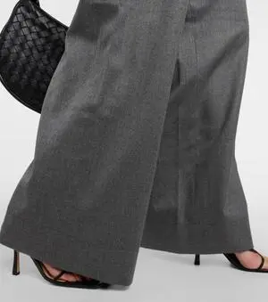 Wardrobe.NYC Low-rise Wide-leg Flannel Pants - Grey