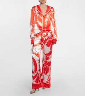 SIR. Ramona Printed Silk Satin Pants