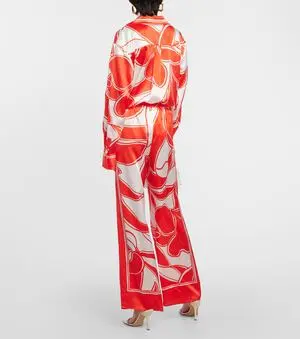 SIR. Ramona Printed Silk Satin Pants