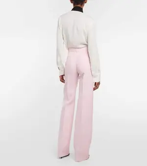 Valentino Garavani Wool And Silk Wide-leg Pants - Pink