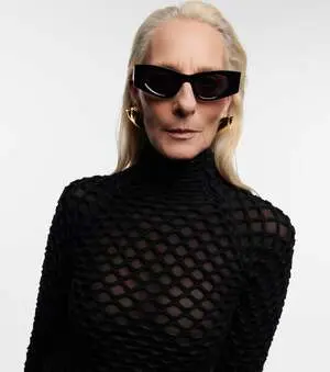 Alaïa Logo Oval Sunglasses - Black