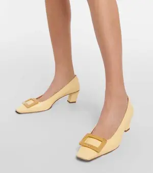 ROGER VIVIER Belle Vivier 45 Leather Pumps - Yellow