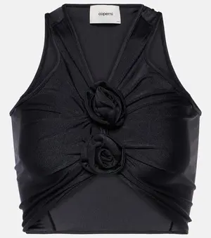 Coperni Floral Jersey Top - Black