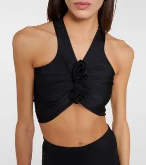 Coperni Floral Jersey Top - Black