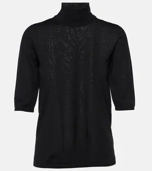 Max Mara Ciriaco Virgin Wool Turtleneck Top - Black
