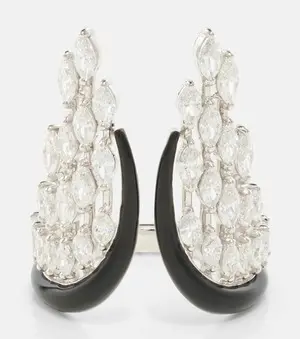 KAMYEN Angel Wings 18kt Gold Ring With Diamonds - Silver