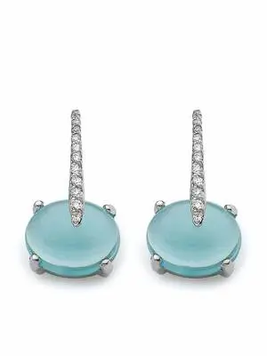 MAVIADA 18kt White Gold Diamond And Topaz Drop Earrings - Blue