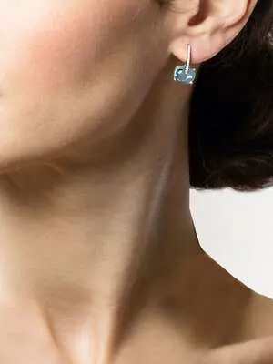 MAVIADA 18kt White Gold Diamond And Topaz Drop Earrings