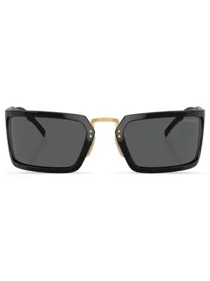 Prada Logo Wraparound Sunglasses - Black