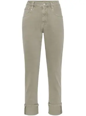 Brunello Cucinelli Monili-chain Mid-rise Straight-leg Jeans - Green