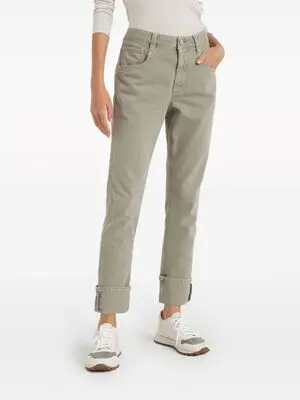 Brunello Cucinelli Monili-chain Mid-rise Straight-leg Jeans - Green