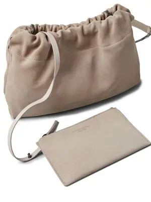 Brunello Cucinelli Suede Drawstring Shoulder Bag
