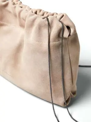Brunello Cucinelli Suede Drawstring Shoulder Bag