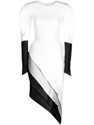 SAIID KOBEISY Panelled Piqué Midi Dress - White