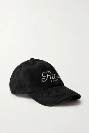 FRAME Ritz Paris Embroidered Suede Baseball Cap