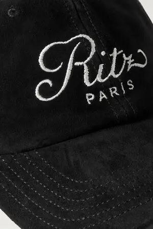 FRAME Ritz Paris Embroidered Suede Baseball Cap
