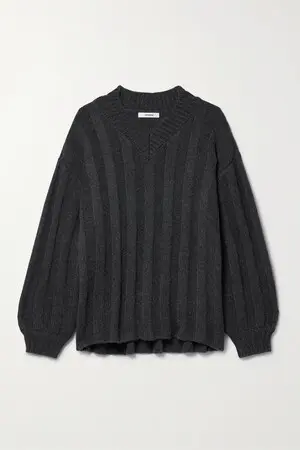 INTERIOR The Drew Oversized Ribbed Cashmere Sweater