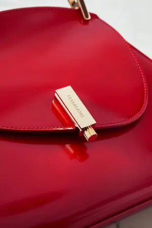 FERRAGAMO Prisma Glossed-leather Tote