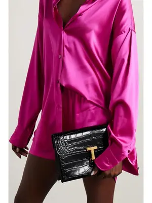 TOM FORD Monarch Medium Croc-effect Shoulder Bag