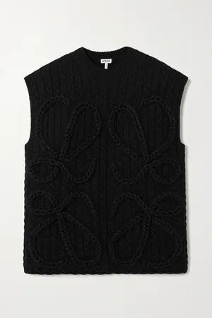 Loewe Anagram Cable-knit Wool Vest