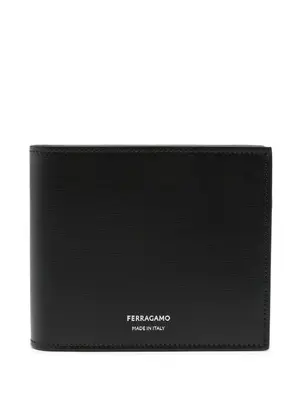 FERRAGAMO Logo-stamp Leather Wallet - Black