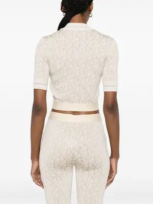 Palm Angels Monogram-jacquard Knitted Crop Top - Neutrals