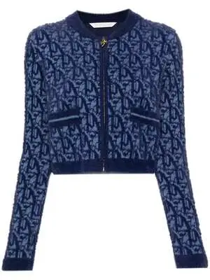 Palm Angels Monogram-jacquard Zip-up Cardigan